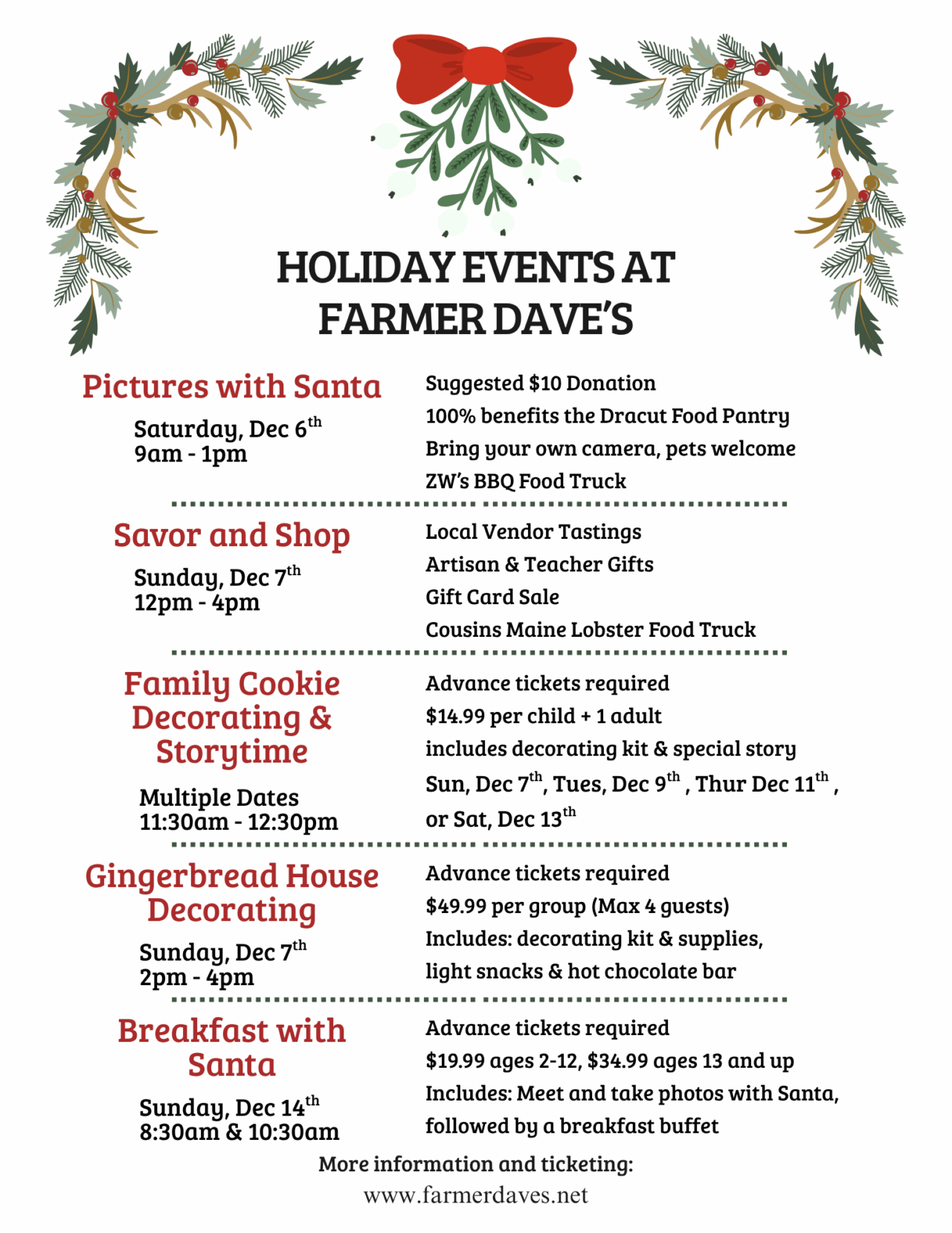 Farmer Dave's Holiday Events - farmerdaves.net